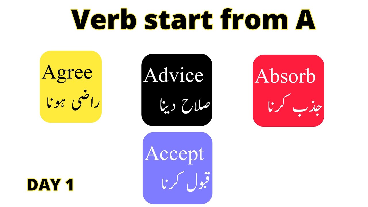 Verb start from A | Verb with example sentences | | Day 1 | - YouTube