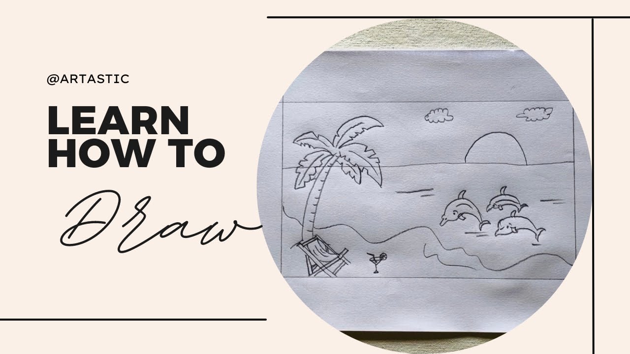 Easy seaside Drawing | tutorial for beginners | step by step - YouTube