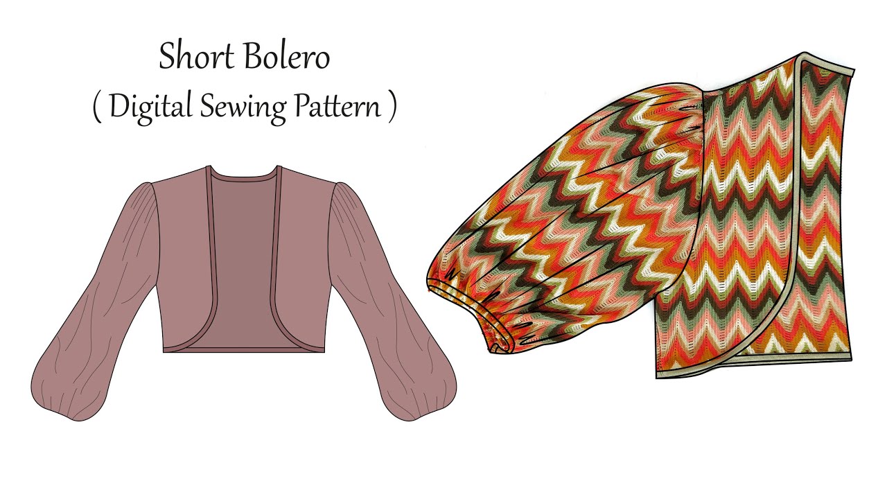 Short Bolero Digital Sewing Pattern - by Library of Patterns - YouTube