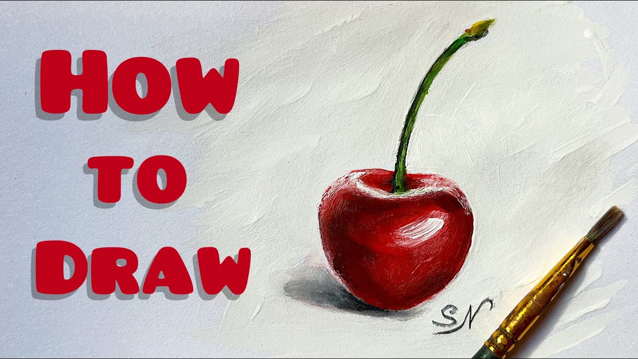 How to draw a cherry 🍒| tutorial | acrylic painting | cherry | drawing ...