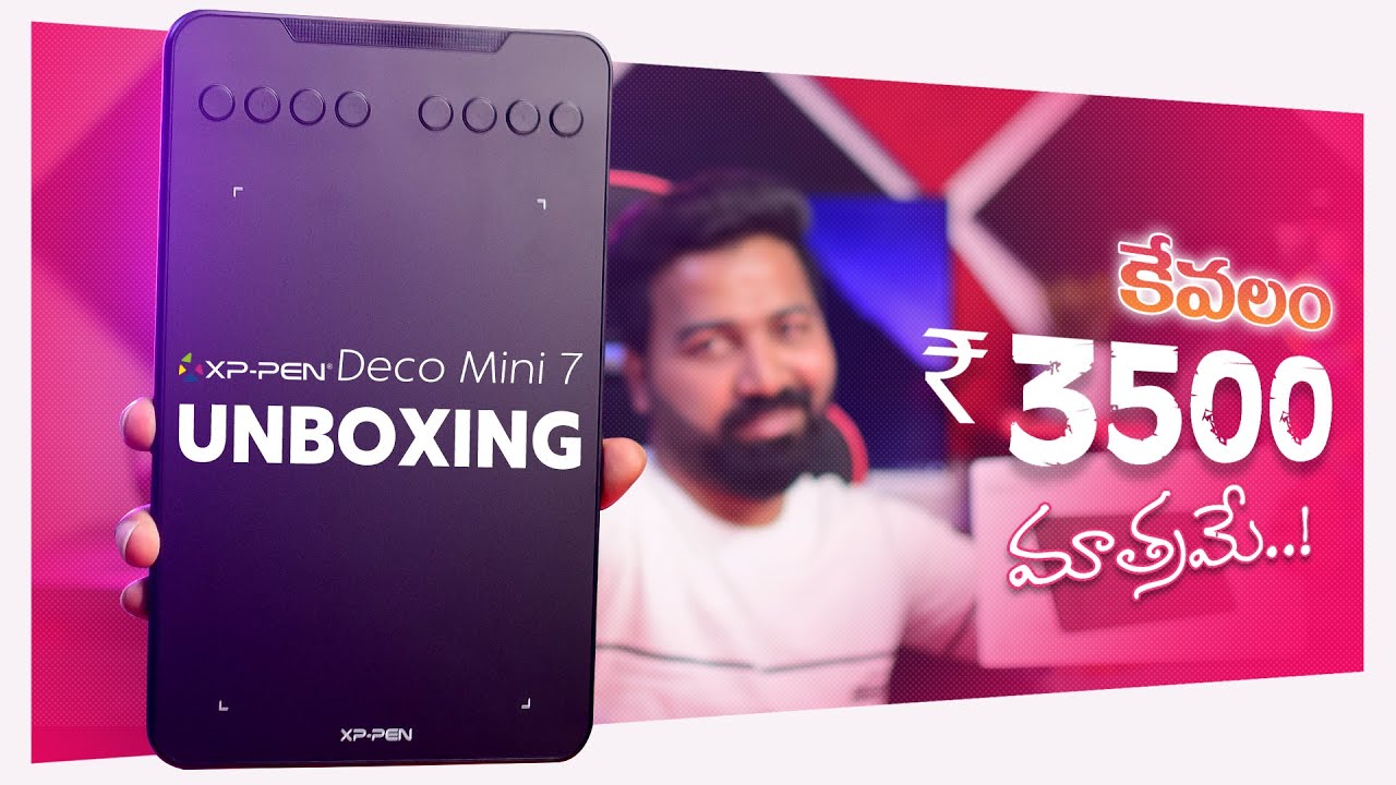 XP-PEN Deco Mini 7 Graphic Tablet Unboxing & Review in Telugu By ...