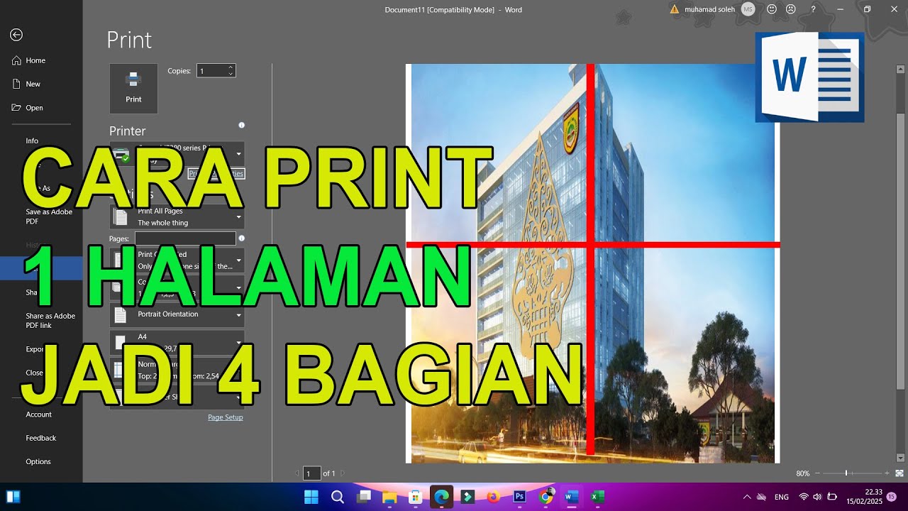 Cara Print 1 Lembar Jadi 4 Bagian di Word - YouTube