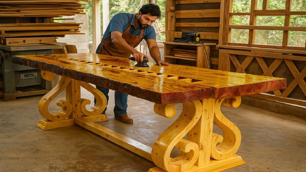 Turn Solid Wood Into A Unique Work Of Art // Giant Table With Perfect ...