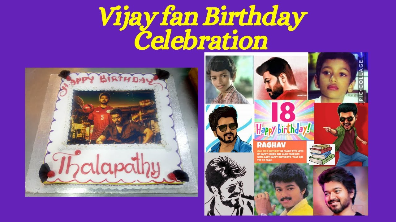 Thalapathy Vijay fan Birthday Celebration with Special Cake.. - YouTube