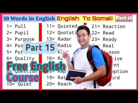 PART 15 || 50 English Words With Somali Meaning || English To Somali ...