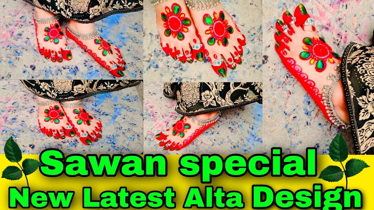 Sawan Special New Latest Alta Design || Latest Mahawar/Alta Design # ...