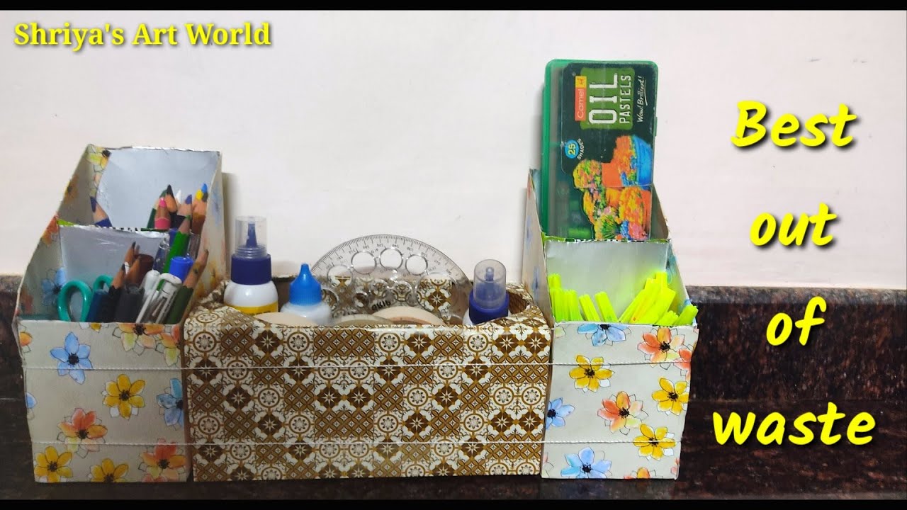 Best out of waste craft // Tetra pack craft ideas//stationary box ...