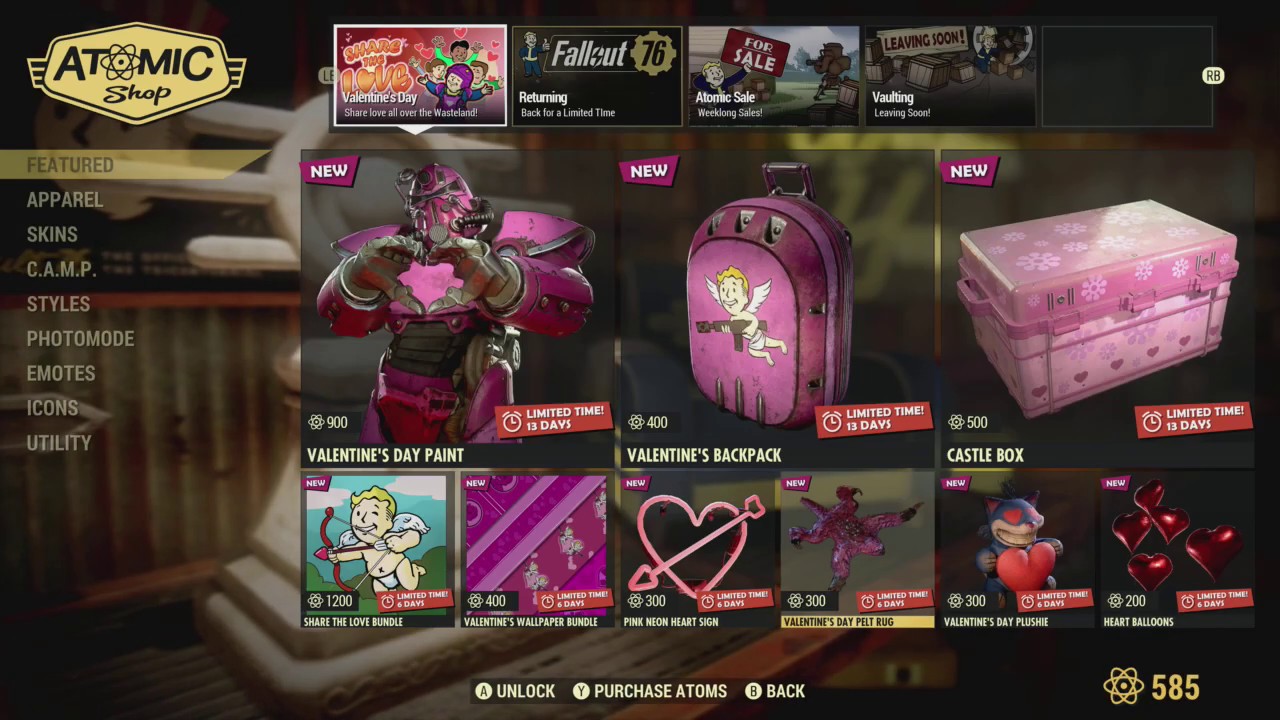Fallout 76 - Atomic Shop Items 11 Feb 2020 + Mosaic Tiles are back ...