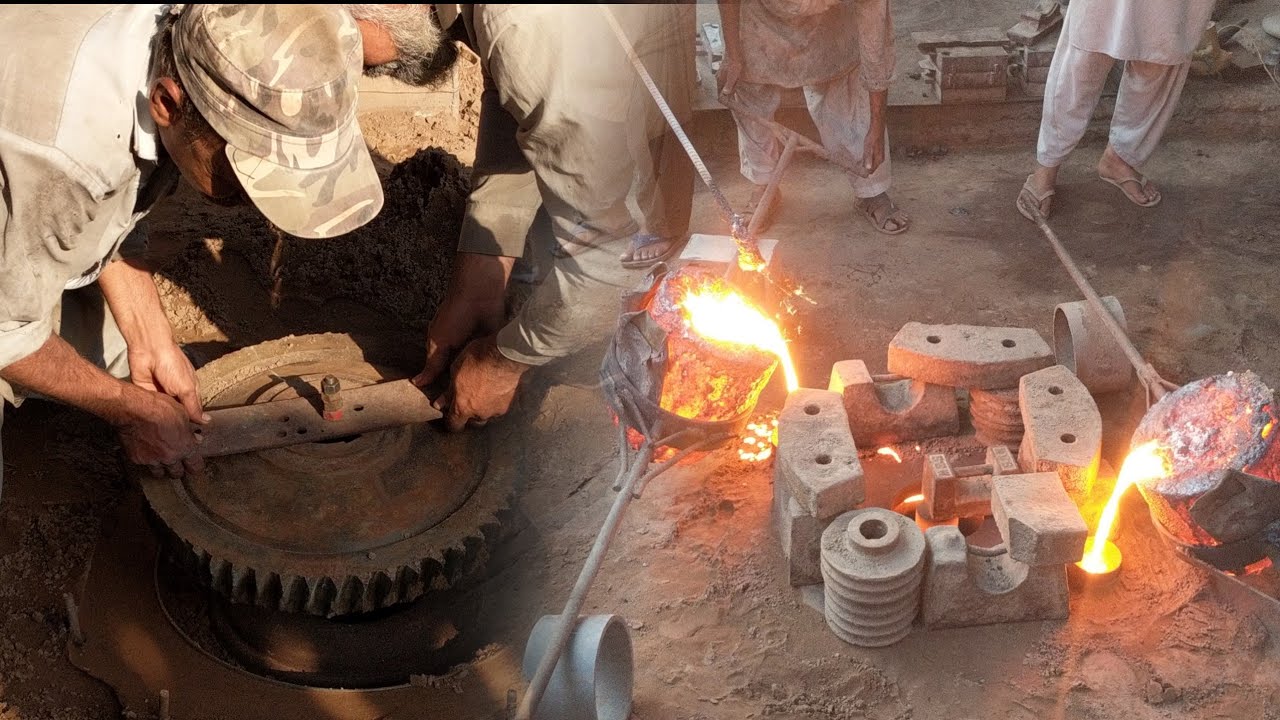 large & heavy metal casting process using brilliant technique - YouTube