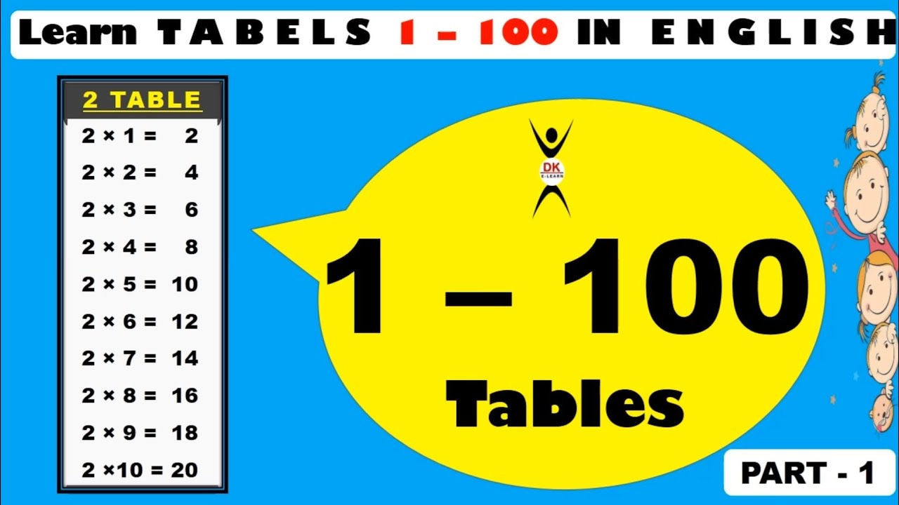 1-100 Tables In English || 2 to 10 Tables || 2-10 पाढे Learn करने का आसन तारीका ||DK eLearn|👉 ...