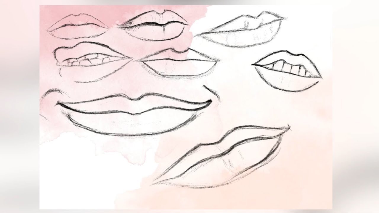 Lips poses Drawing || Lips drawing - YouTube
