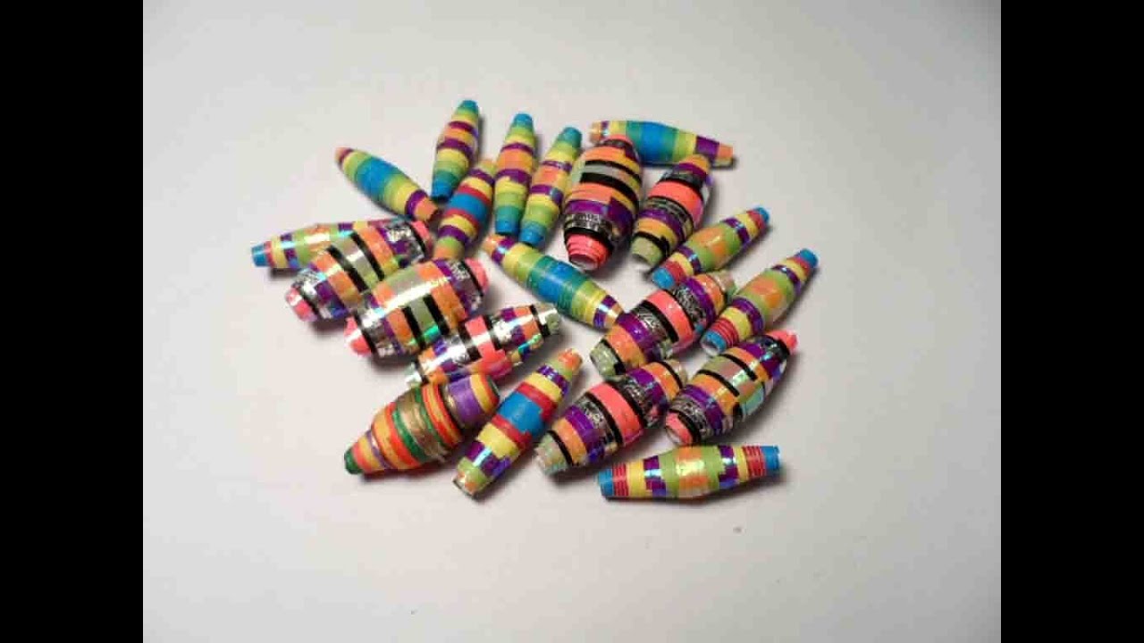 How to make paper bead with color paper - YouTube