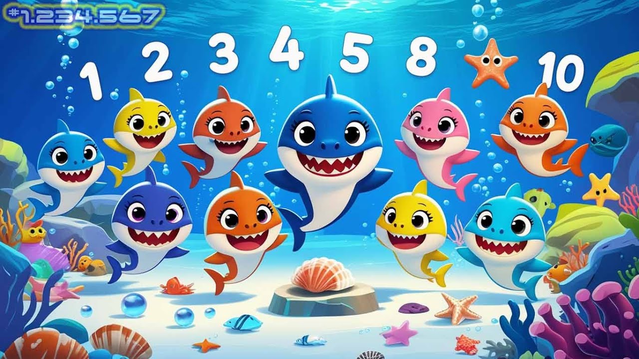 Baby Shark Learns to Count from 1 to 10 | Numbers Song #2 | Nursery ...