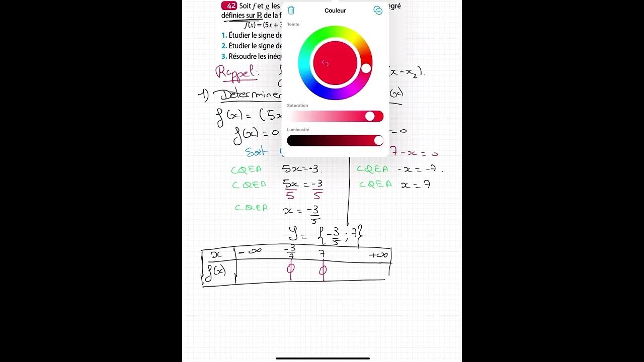 Résoudre une inéquation (à l’aide d’un tableau de signe) - YouTube