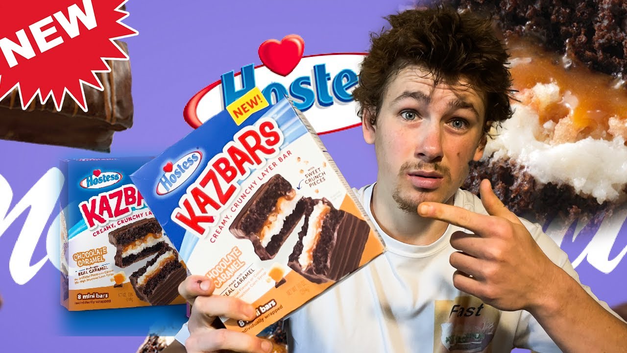 KAZBAR?! What's A Kazbar?! NEW HOSTESS SNACK REVIEW! Chocolate Carmael ...
