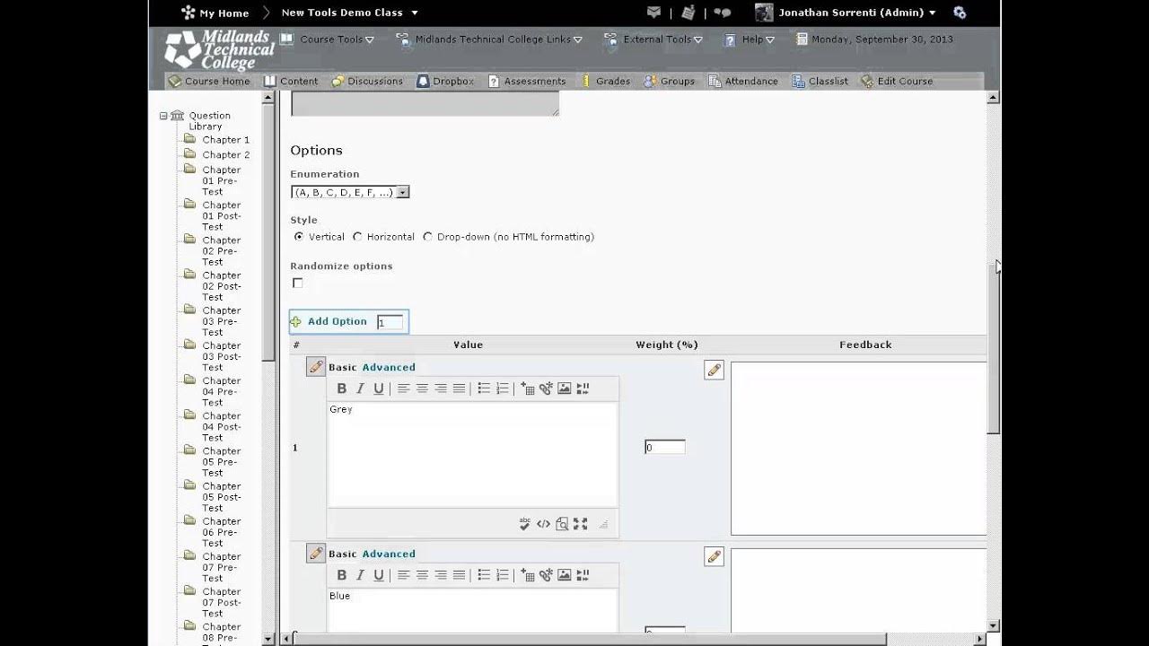 D2L v10.2 Creating Multiple Choice Question Library Demo - YouTube