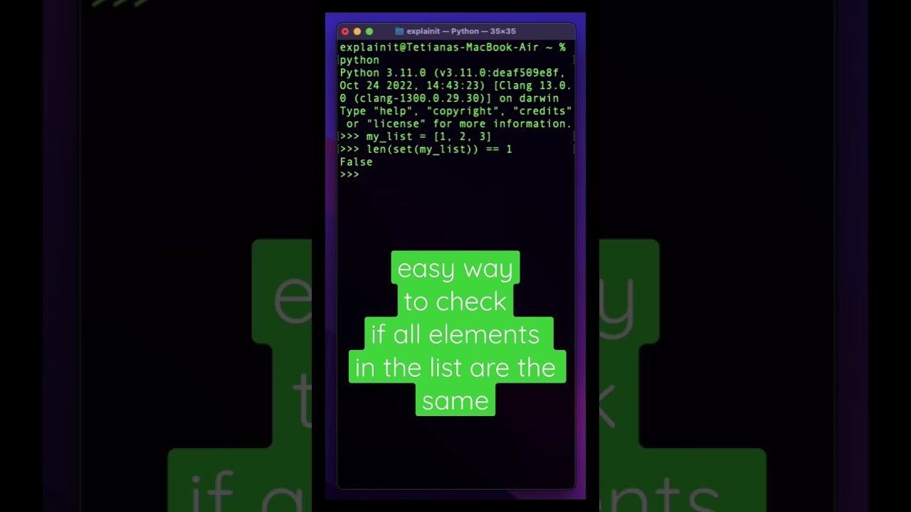 How To Check If All Elements In Python List Are The Same YouTube How To Check If All Elements In Python List Are The Same YouTube