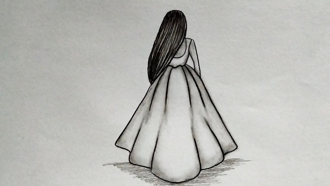 Very Easy Girl Drawing | Girl Drawing Step By Step | Easy Girl Backside ...