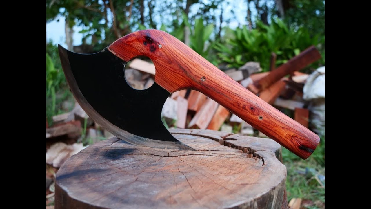Axe Making Forging A Big strange Axe From A piece of Tractor's Plough ...