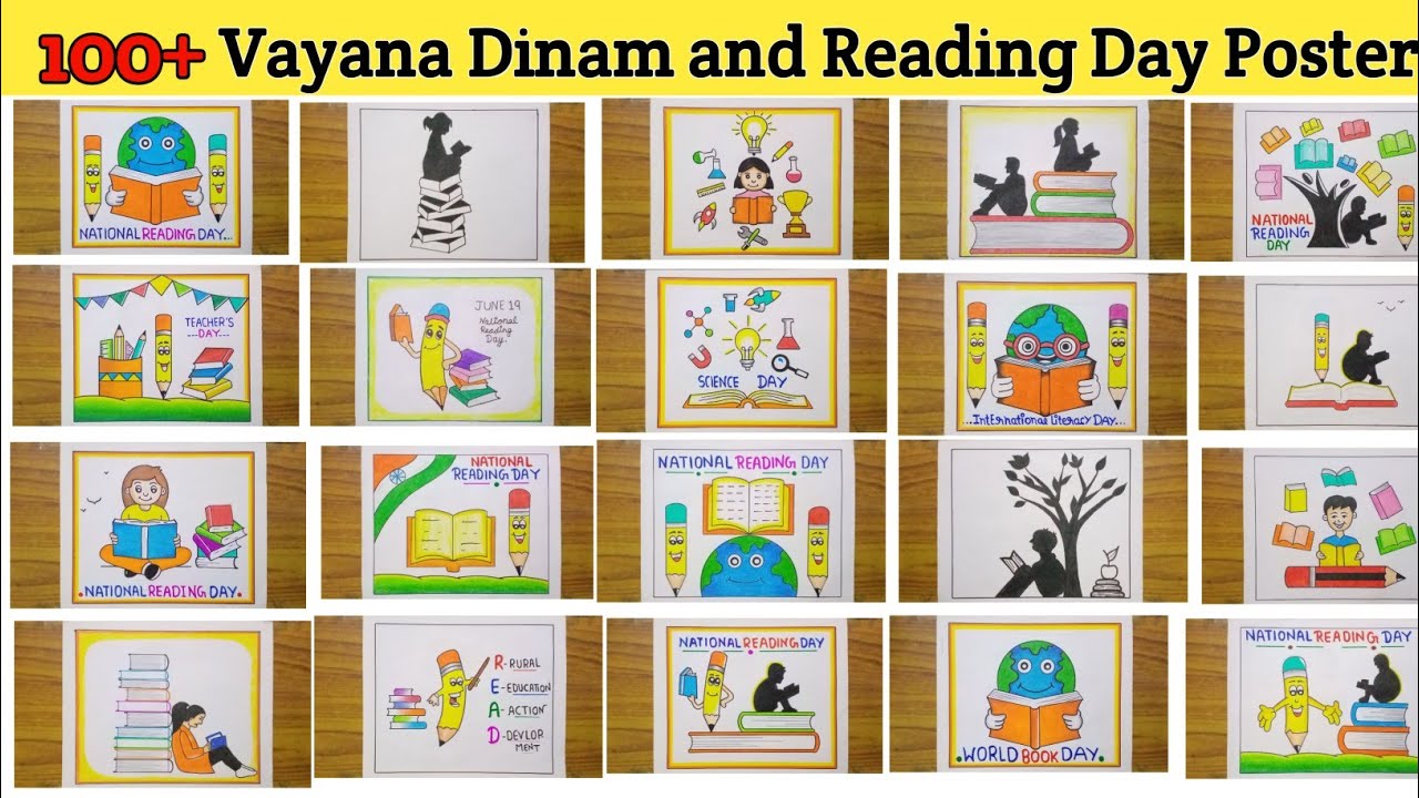 Vayana Dinam Poster / Reading Day Poster Drawing / Vayana Dinam Poster ...