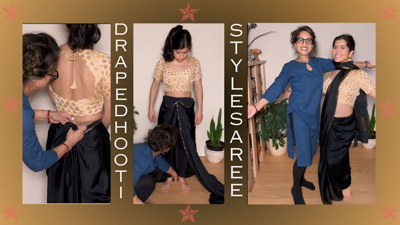 How to drape dhooti style saree with very special tricks | saree ...