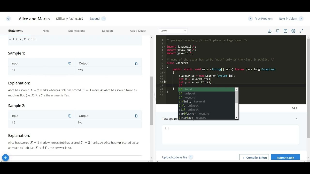 Alice and Marks [code-chef Problem] - Difficulty Rating: 362 - YouTube