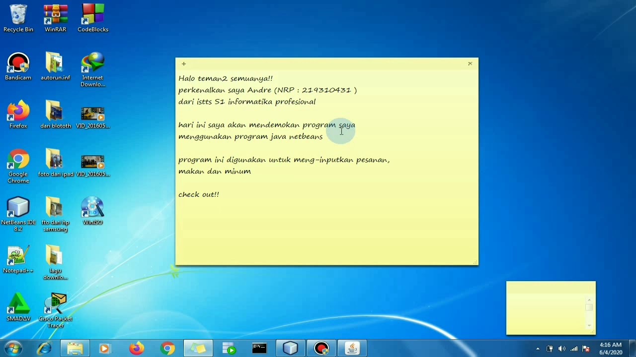 Program input menu makanan_Jframe netbean - YouTube