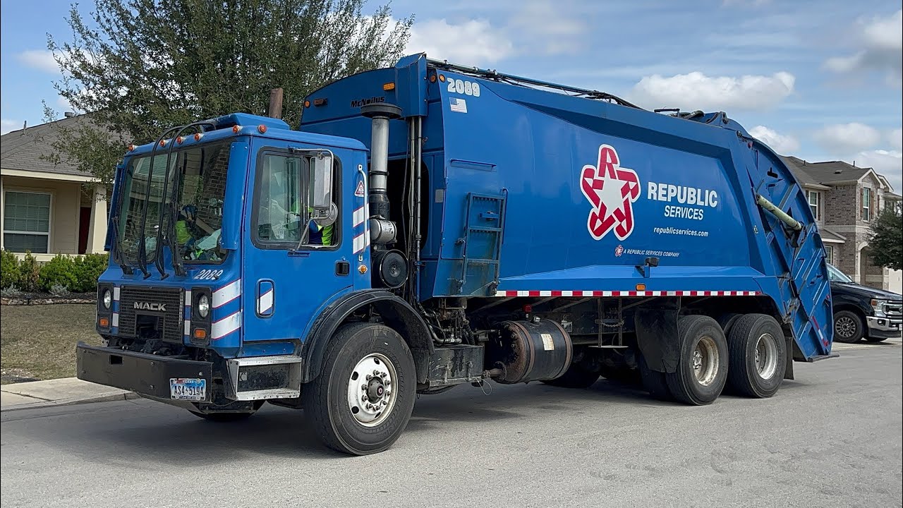 Ex-Allied Waste: Mack MR McNeilus Rear Loader Garbage Truck - YouTube