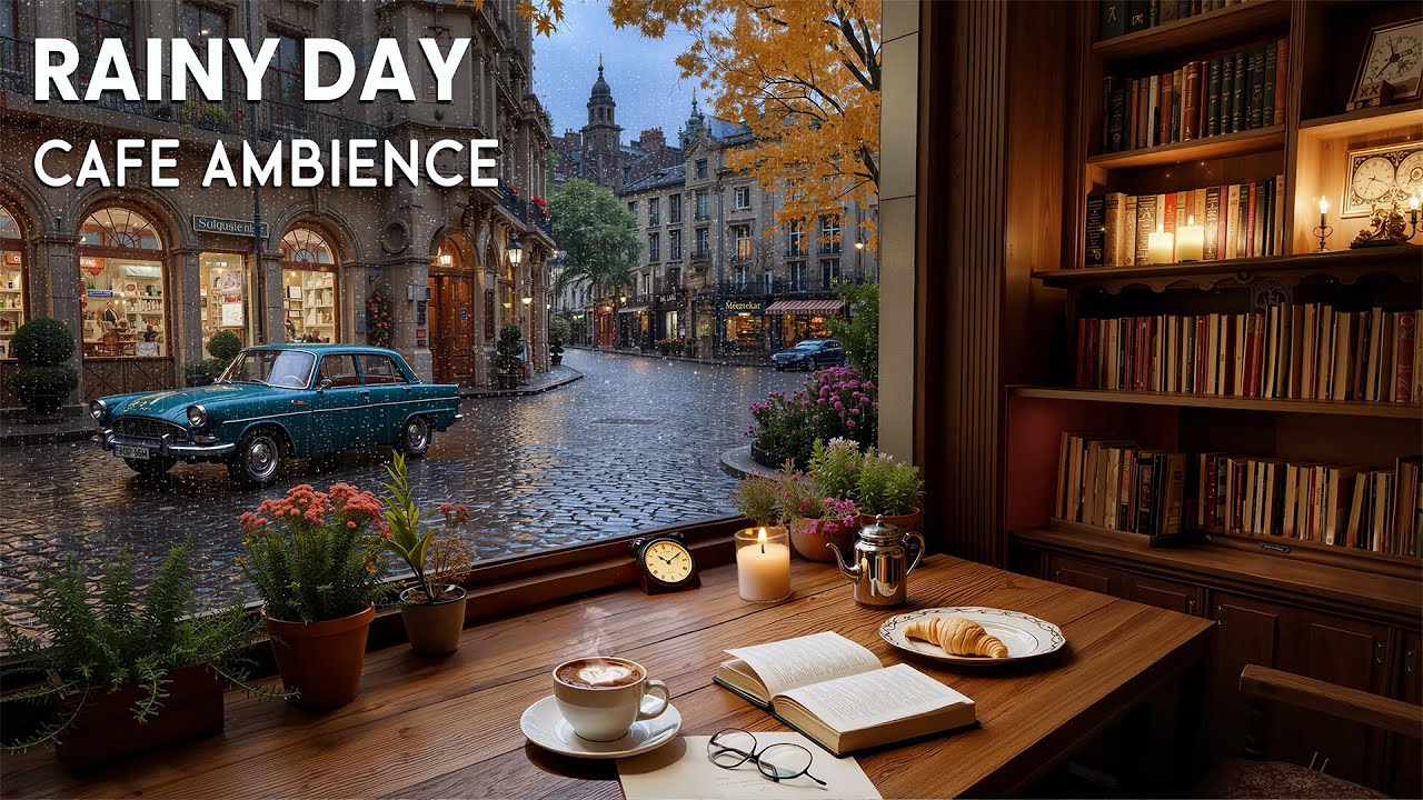 Cozy September Autumn 🍂 Warm Jazz Piano & Rainy Window Ambience for ...