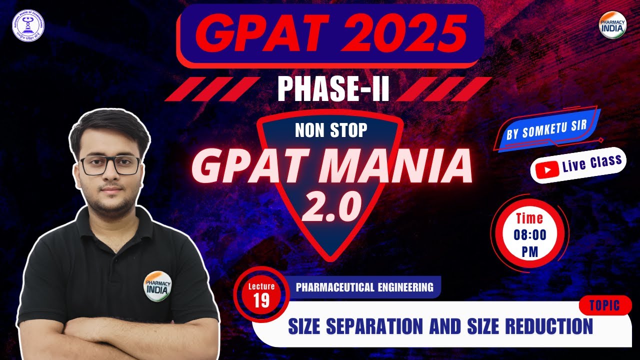 Size Separation and Size Reduction | Pharma Engg | GPAT Mania | GPAT ...