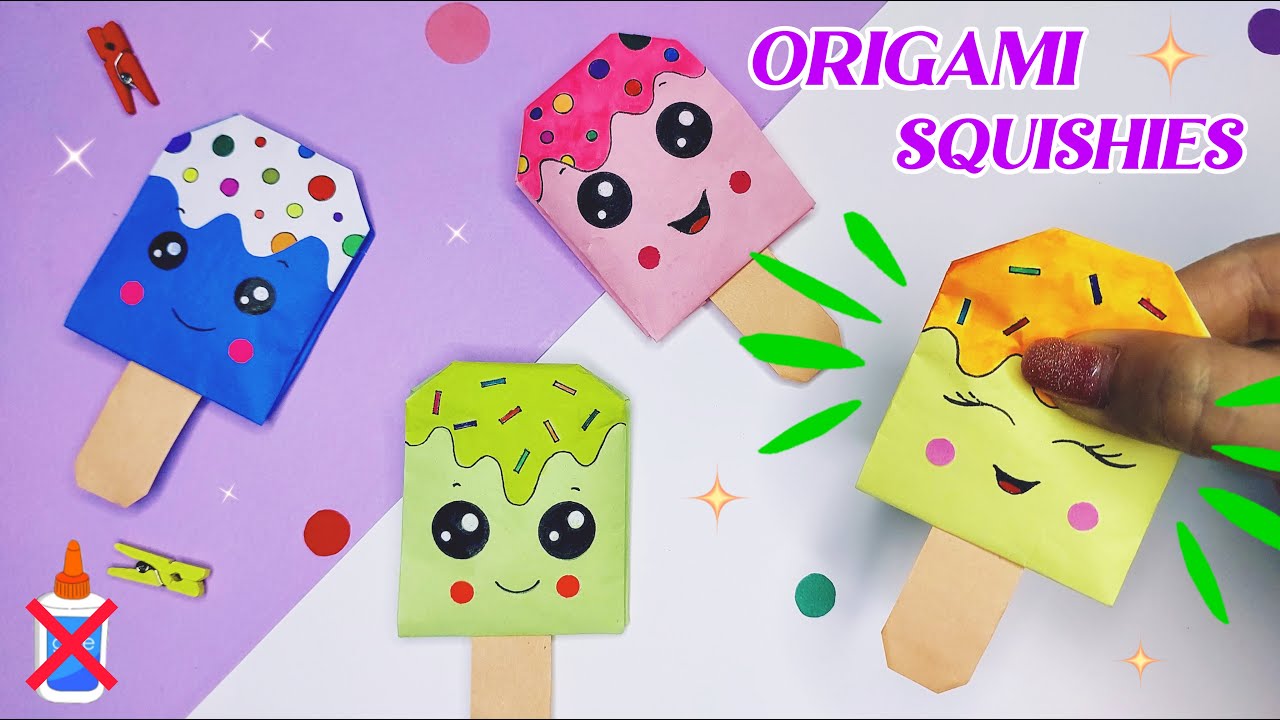 ️DIY Paper Squishy Tutorial ️NO Glue NO Tape ️|| Origami Squishies Ice ...