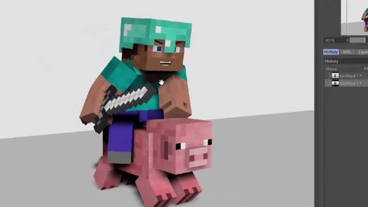 Minecraft speed art: Steve riding a pig - YouTube