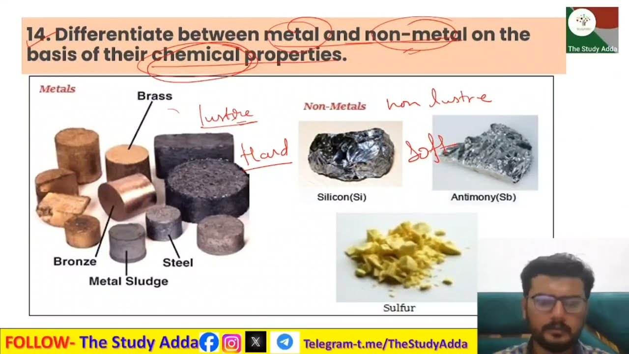 14. Differentiate between metal and non-metal on the basis of their ...