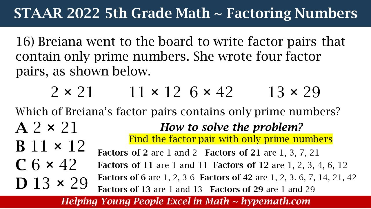 2022 STAAR Math ~ 5th Grade (Factoring Numbers) Part 2 - YouTube