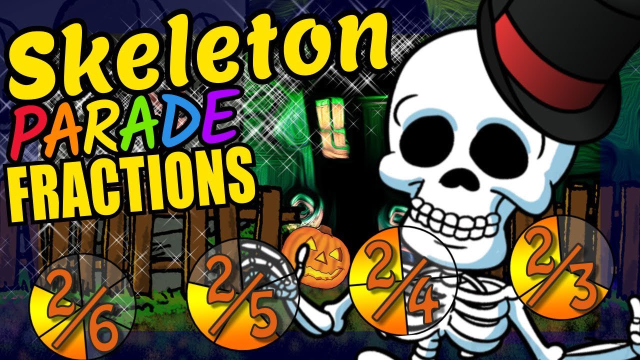 Halloween Skeletons Teaching Simple Fractions Educational Math Video ...