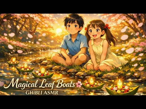 POV: You’re in a Ghibli Movie 🌸 Floating Leaf Boats in a Magical Spring ...