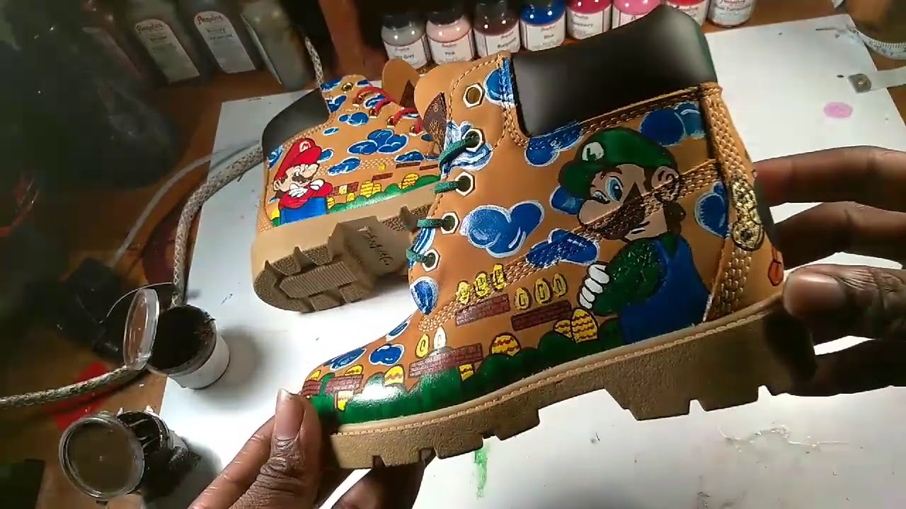 Custom Painted Mario Brothers Timberland's - YouTube