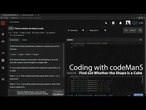 Codewars 8 kyu Find out Whether the Shape Is a Cube Javascript - YouTube