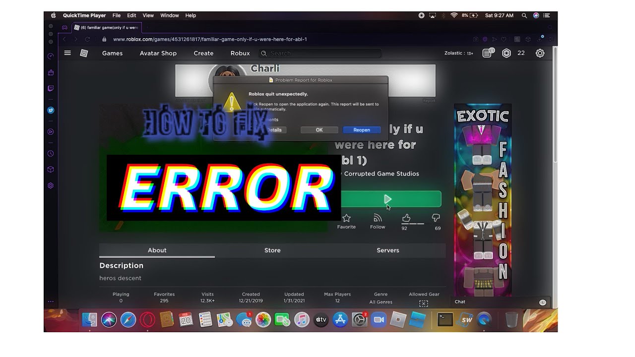 How to fix Roblox closing on mac - YouTube
