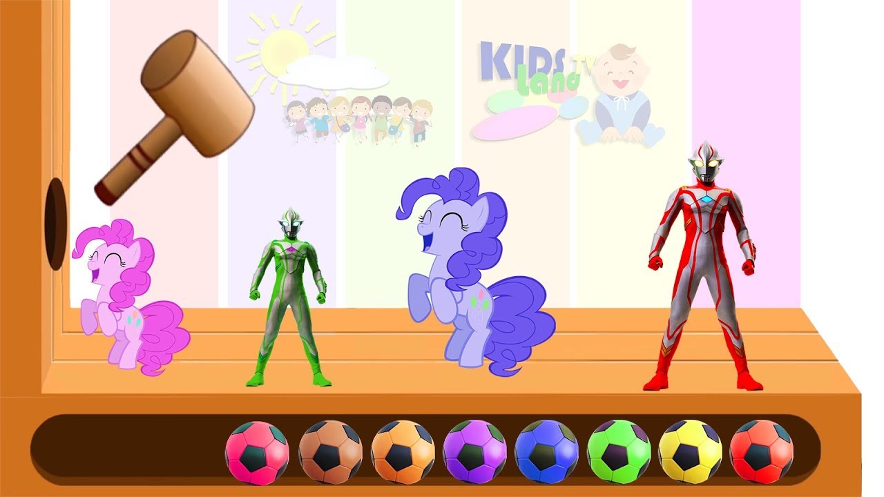 Learn Colors With Ultraman and My Little Pony WOODEN FACE HAMMER ...