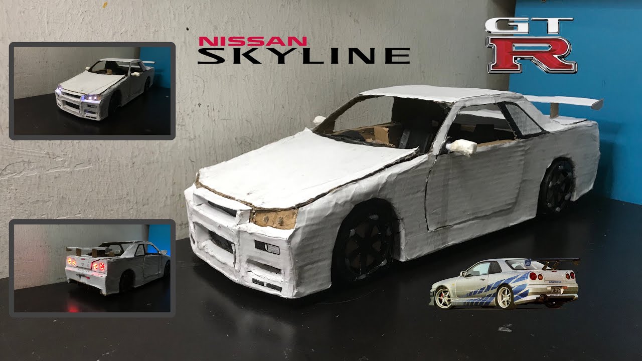 How to make a Nissan Skyline GTR R34 from a box || Nissan GTR R34 - YouTube