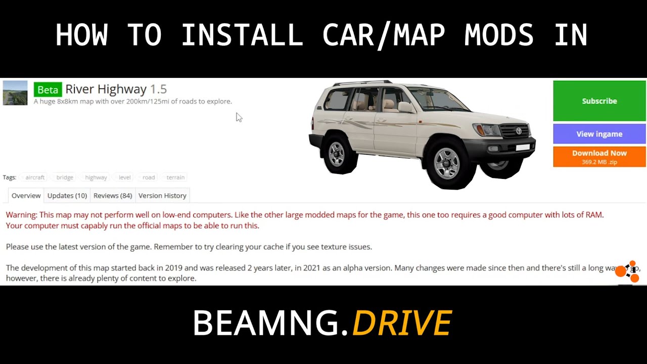 How to install Car/Map mods in Beamng.Drive - YouTube