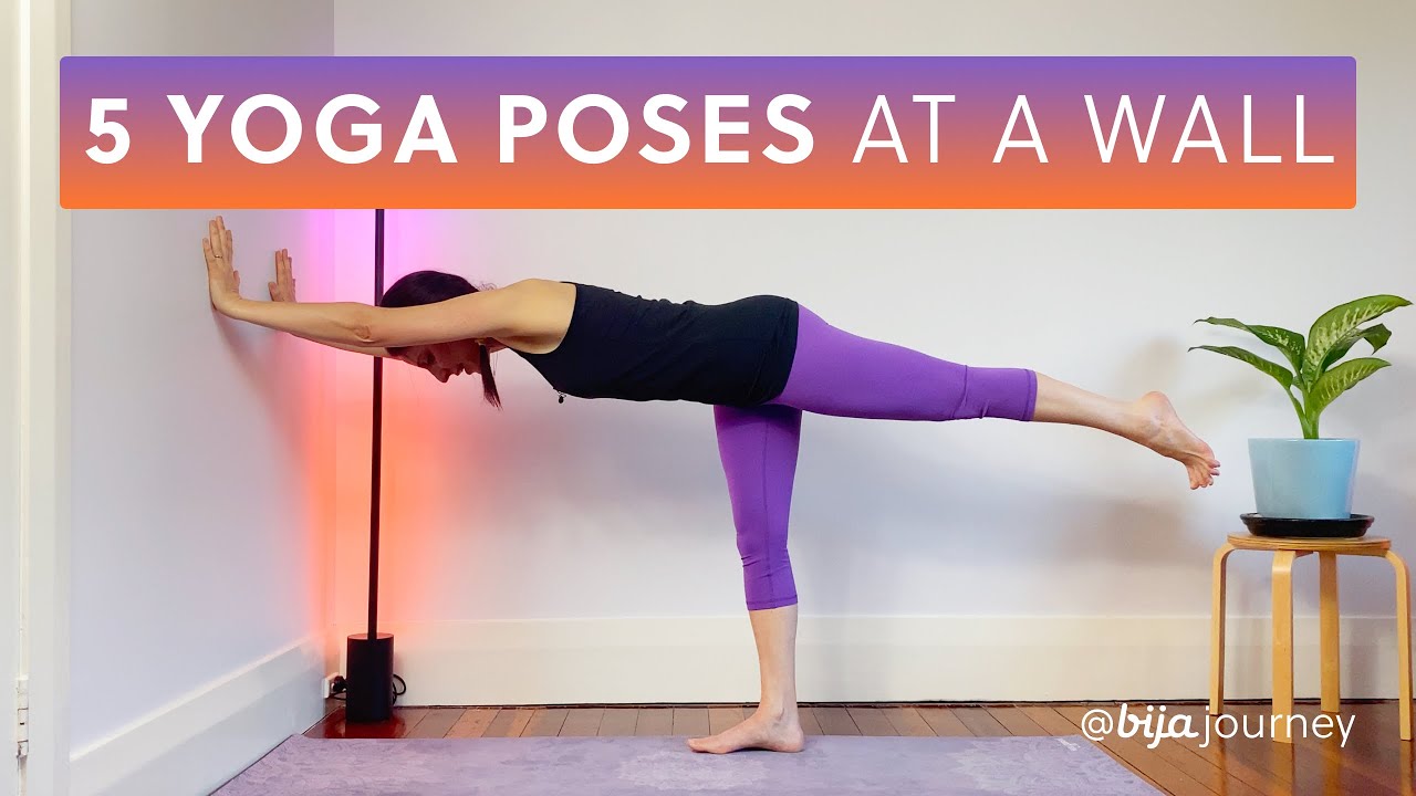 5 Simple Yoga Poses at a Wall | Healthy Hips and Shoulders - YouTube