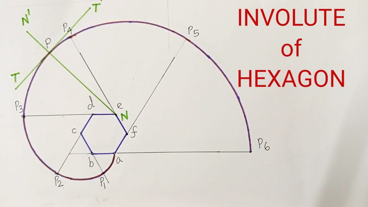 INVOLUTE of POLYGON HEXAGON Engineering Graphics Subject - YouTube