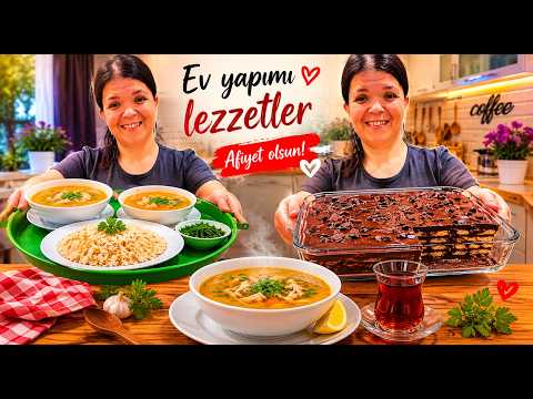 🍲 EV YAPIMI TAVUK ÇORBASI & ÇİKOLATALI BİSKÜVİ PASTA TARİFİ 😍