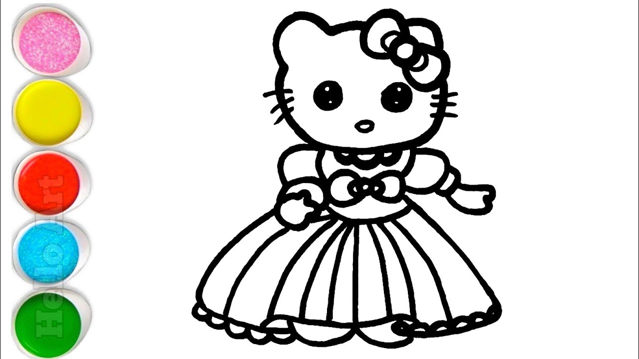Hello Kitty Dress Drawing, Painting & Coloring For Kids, Toddlers_How ...