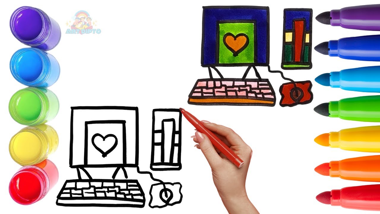 How To Draw cute Computer Drawing, Painting & Coloring For Kids and ...