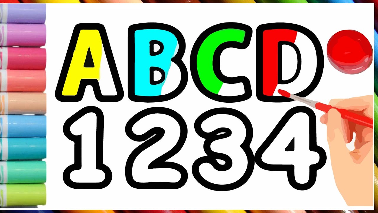 ABCD-1234 Drawing Painting and Coloring for Kids, Toddlers | Learn how ...