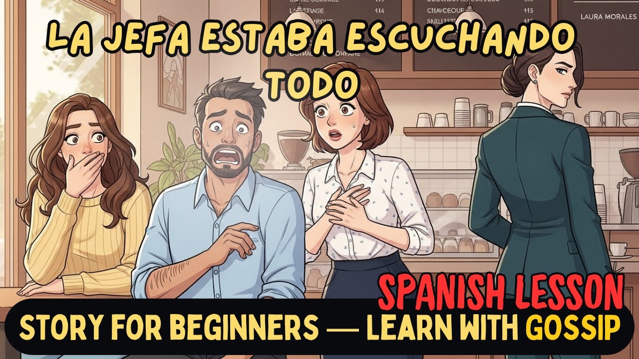 Spanish stories for beginners | La jefa estaba escuchando todo (Lección ...