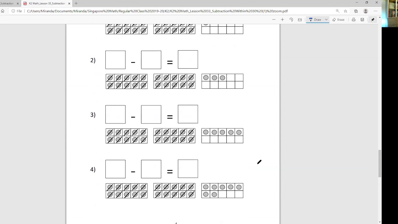 K2 Math Lesson 33 (Jul 4) Subtraction Within 30 (1) - YouTube